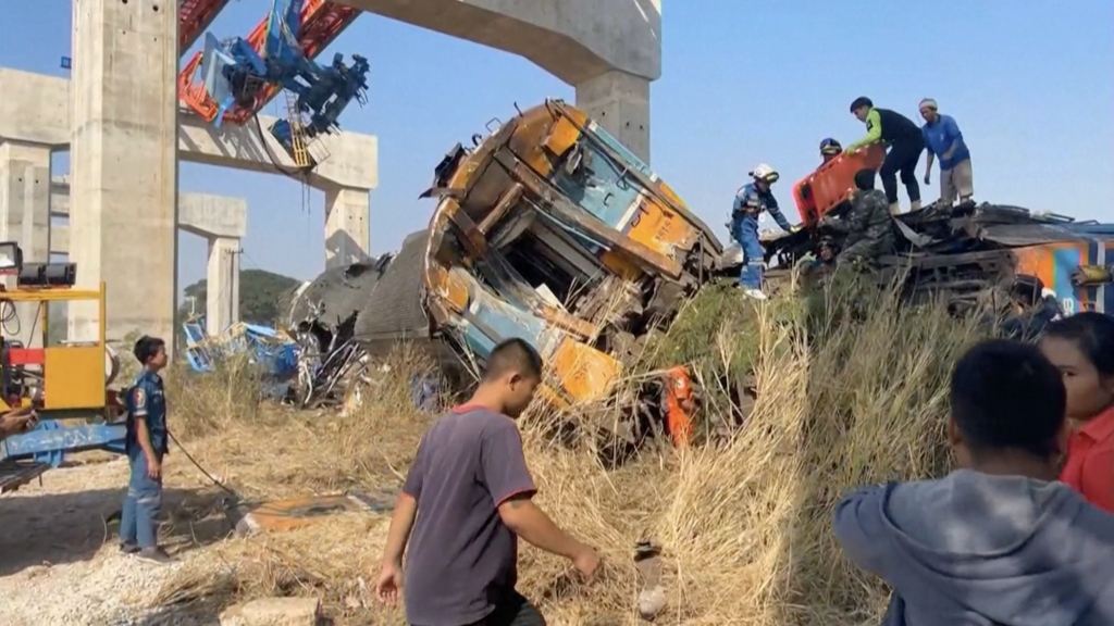 Passenger train derails after crane collapse at Thai rail project, 22 ...